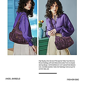 Angel Barcelo Womens Purses and Handbags PU Leather Shoulder Bag Fashion Hobo Bags for Girls (Stylish Purple)