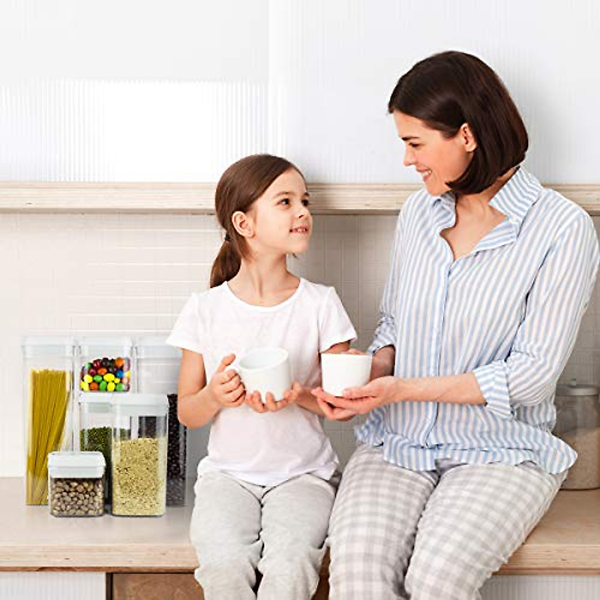 Joejis Set of 6 Clear Food Storage Containers with Lids Airtight | Airtight Containers for Dry Food | Kitchen Pantry Airtight Food Storage Containers with Lids