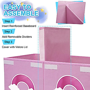 Large Toy Box Chest,Collapsible Sturdy Storage Bins with Lids,Large Kids Toy Storage Organizer Boxes Baskets for Kids,Boys,Girls,Toddler,Nursery Room,Playroom(Pink Cloud)