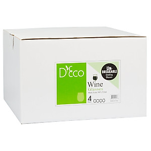 D'Eco Unbreakable Stemless Wine Glasses (Set of 4, 20oz ea) - Reusable Shatterproof Sangria and Wine Glassware - Perfect for Hosting & Entertaining - Cocktail Glasses Set
