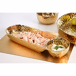 Pampa Bay Porcelain Chip & Dip Bowl and Tray Snack Platter (Gold)