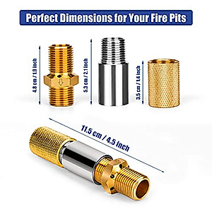 GRISUN 1/2" LP Air Mixer Valve for Propane Gas Fire Pits, Air Mixture Valve with 1/2 Female Adapter, Stainless Steel and Solid Brass, 150K BTU High Capacity