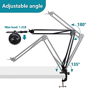 YOUSHARES Mic Stand with Foam Cover Windscreen - Microphone Boom Arm Stand and Pop Filter Compatible with Blue Snowball iCE Microphone