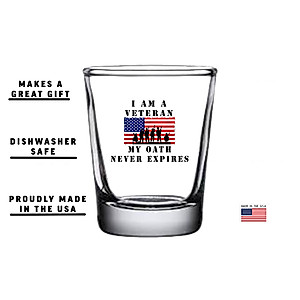 Rogue River Tactical I am a Veteran My Oath Never Expires Shot Glass Gift For Military Vet