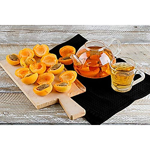 Nap n Dish Kitchen Towels 100% Cotton Waffle Weave Dish Towels, Set of 12 Bar Towels, Quick Drying Tea Towels with Hanging Loop, Washable Bar Towels for Table/Kitchen Cleaning-Black