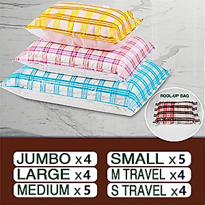 26 Space Saver Vacuum Storage Bags for Clothes, Airtight Vacuum Sealed Space Saver Bags for Blankets and Comforters (26 Pack)