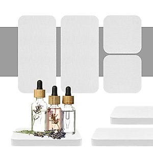 Pack of 4 Water Absorbing Stone Trays – White Fast Drying Stone Coasters for Bathroom & Kitchen Decorative Coasters Stone Diatomaceous Earth Bathroom Trays Ideal for Cups Hand Soaps Plants