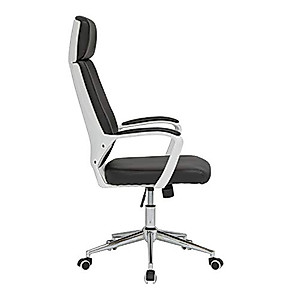 Calico Designs High Back, Height and Tilt Adjustable, Modern Executive Chair with Padded Arms and Chrome Base in White/Black PU