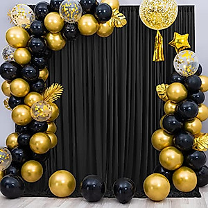 10 ft x 20 ft Wrinkle Free Black Backdrop Curtain Panels, Polyester Photography Backdrop Drapes, Wedding Party Home Decoration Supplies