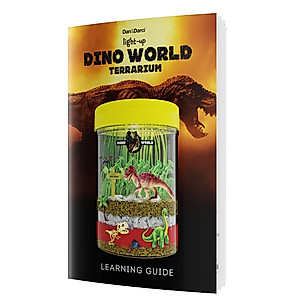 Dino World Terrarium Kit for Kids - LED Light in Lid Dinosaur Easter Toys for Boys &, Girls Age 3, 4, 5, 6, 7, 8+ Year Old Boy Gifts - Dinosaur Garden + Toy Dinosaurs - STEM Science Gardening Kits