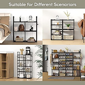 WEXCISE Large Shoe Rack Organizer 9 Tiers 4 Rows for 64-72 Pairs Shoe and Boots, Tall shoe storage Metal Shoe Organizer garage shoe storage Black for Entryway, Closet, Bedroom, Hallway