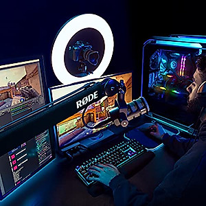 Rode PSA1+ Pro Studio Boom Arm for Podcasting and Streaming with Quick Release Mic Stand Adapter, Microphone Pop Filter, Professional Grade XLR Cable and StreamEye Polishing Cloth