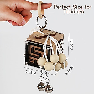 FIMIJORY Busy Cube for Toddlers 1-3 Year Old, Wooden Travel Toys for Toddlers, Busy Activity Board, Preschool Learning Toy, Lacing Beads Puzzles, 6in1 Learn to tie Shoes Toy Boys Girls