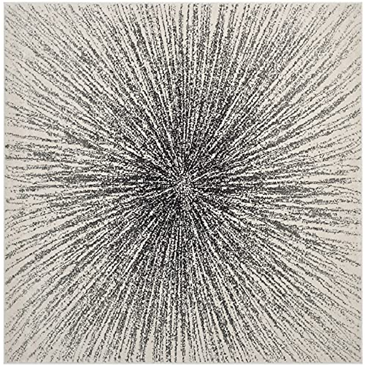 SAFAVIEH Evoke Collection 5'1" Square Black/Ivory EVK228K Abstract Burst Non-Shedding Living Room Bedroom Area Rug