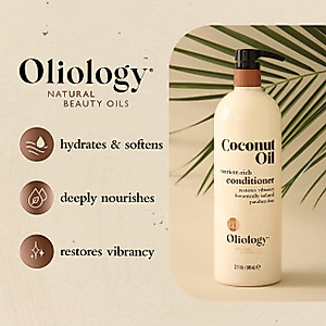 Oliology Nutrient Rich Coconut Oil Conditioner - Restores Vibrancy & Softens Hair | Repairs Damaged Dry Weak Hair | Intensely Hydrates | Botanically Infused | Paraben Free (32 fl oz)