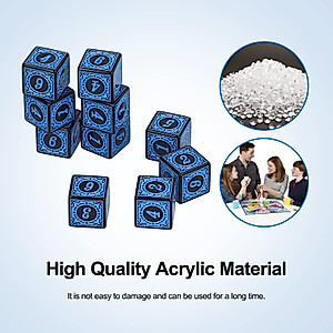 SOONALL 10pcs Dices, 6 Sided Dices with Number 1-6, Square Edged D6 Polyhedral DND Dice Set for Table Board Game(blue)
