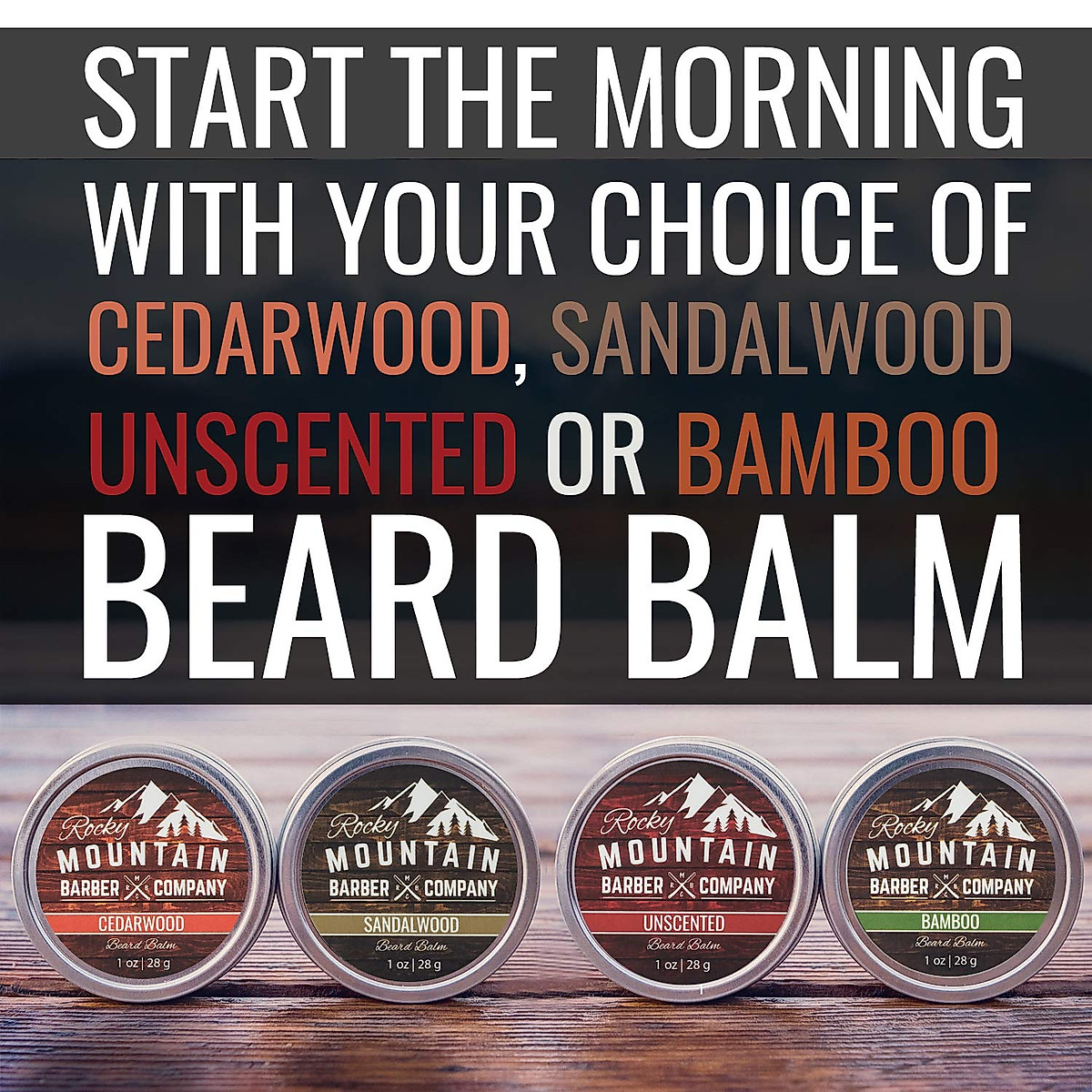 Beard Balm Variety Pack - 4 Natural Samples (1 oz each) with Argan Oil, Shea Butter, Coconut Oil & Jojoba Oil - Rich in Vitamins & Minerals