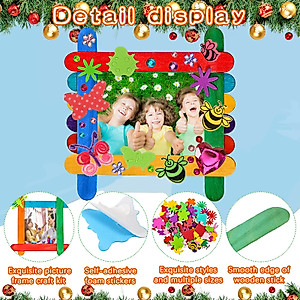 Gersoniel Picture 212 Pcs Frame Craft Kits for Kids Art DIY Photo Kit Include 100 Chenille Stems 2 Sheet Gems Stickers 50 Colored Craft Sticks 50 Foam Stickers for Party Favor Classroom(Spring Style)