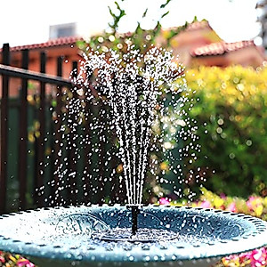 AMZtime 2.5W Solar Bird Bath Fountain Pump, Solar Water Fountain Pump for Bird Bath with 6 Nozzles, Solar Powered Water Fountain Pump for Bird Bath,Garden, Ponds, Pool, Fish Tank, Outdoor.