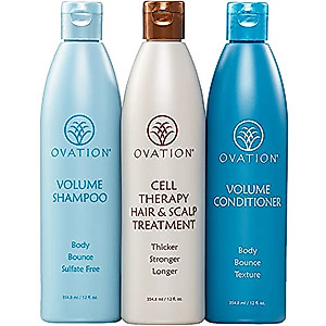 Ovation Hair Volume Cell Therapy 12 oz System - Volume Shampoo and Conditioner, Cell Therapy Hair & Scalp Treatment - Hair Treatment Set to Moisturize Baby Fine, Short Hair