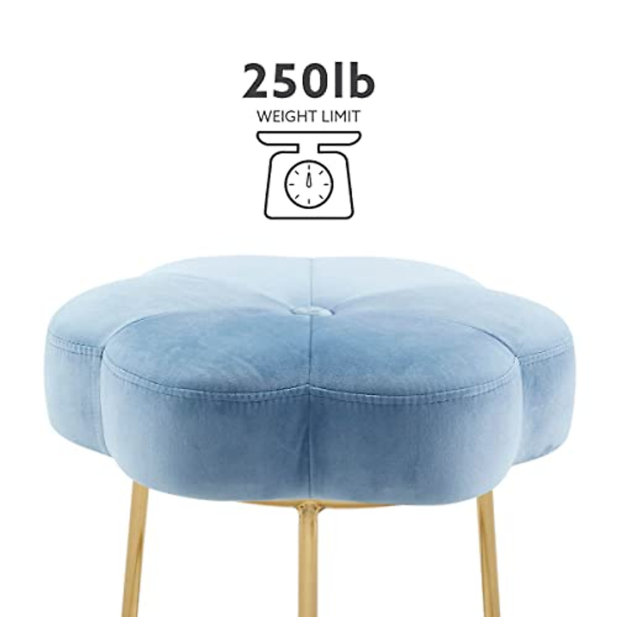 Linon Light Blue and Gold Vanity and Accent Talulah Stool