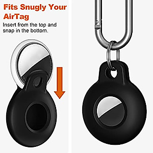 Koaichi Compatible with AirTag Case, Scratch-Resistant, Easy to Carry, Silicone Protective Cover with Carabiner - Black