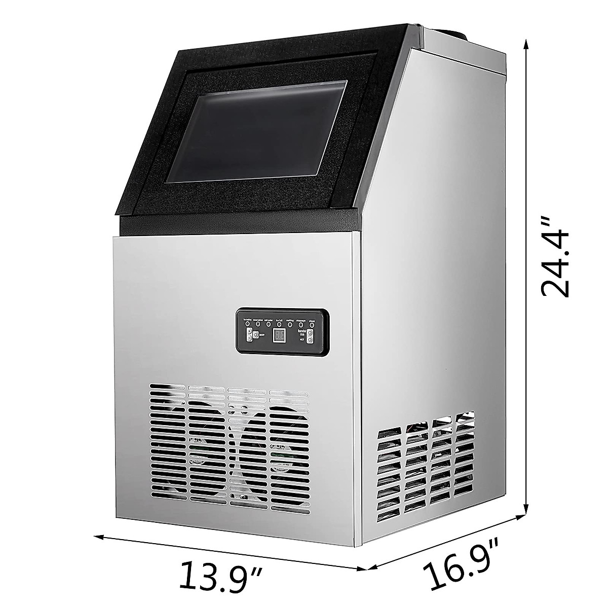Hihone Commercial Ice Maker, 110V Free Standing 132lbs/24H Under Counter Ice Cube Maker with 22lbs Storage Capacity for Indoor/Outdoor Kitchen Bar Coffee Shop Restaurants
