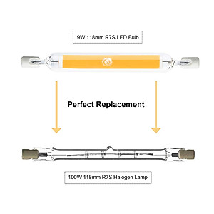 Lustaled 118MM R7S COB LED Bulbs, 9W J Type 118MM Double Ended LED Lights 120V T3 R7S Base 100W Halogen Floodlight Replacement for Garage Speciality Lighting Floor Lamps (Daylight 6000K, 2-Pack)