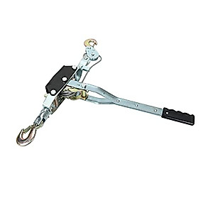 PRFFWK 4 Ton (8,800LBS) Load Capacity Heavy Duty Steel Cable Dual Gear Power Ratchet Come Along Puller Tool,2 Hook Steel Cable Puller with Dual Gears & Anti Skid Handle