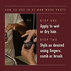 18.21 Man Made Hair Styling Product, 2oz. Original Sweet Tobacco Scent in Paste with Natural Shine Finish
