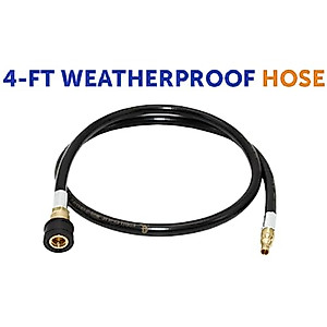 Flame King Quick Connect Hose for RV, Van, Trailer, LP Gas Only, 48 inches (4-Ft), 1/4" ID Thermo Plastic Hose Assembly, 100395-48a , Black