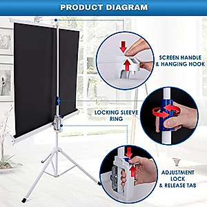 Pyle Portable Projector Screen Tripod Stand - Mobile Projection Screen , Lightweight Carry & Durable Easy Pull Assemble System for Schools Meeting Conference Indoor Outdoor Use, 40 Inch(PRJTP42)
