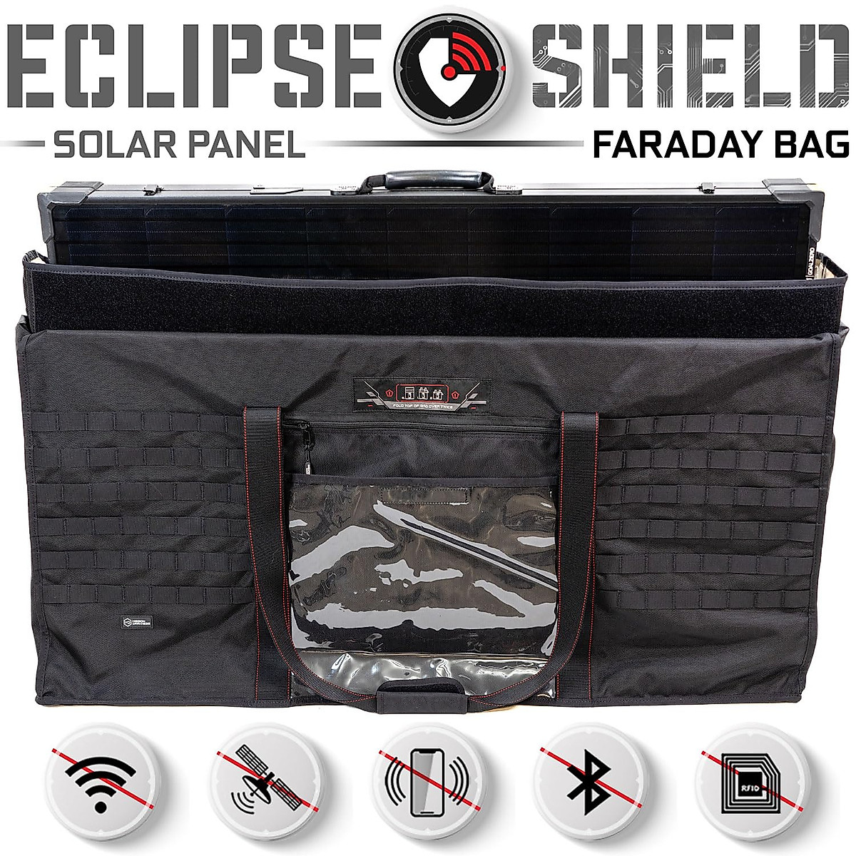 Mission Darkness Eclipse Faraday Bag for Solar Panels & Extra-Large Electronics // Military-Grade RF Shielding Case Designed for EMP CME Solar Flare Protection, Preppers, and Personal Security