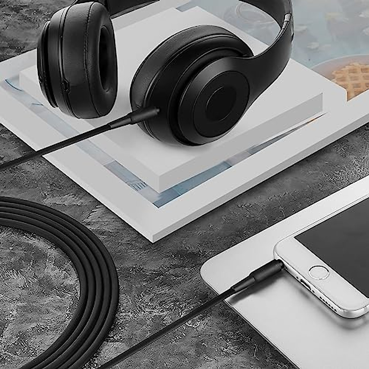 GEEKRIA Audio Cable Compatible with Beats Studio Pro, Solo 3, Solo 2, Studio 3, Studio 2, Executive, Pro, Mixr Cable, 3.5mm Aux Replacement Stereo Cord (4 ft/1.2 m)