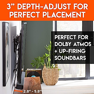 ECHOGEAR Full Motion TV Wall Mount & Sound Bar Mounting Bracket - for Big TVs Up to 90" - Height Adjustable Soundbar Mount