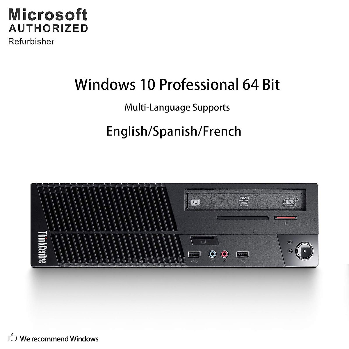 Lenovo ThinkCentre Small Form Desktop PC Computer Package, AMD Athlon 2.8GHz, 4G DDR3, 320G, DVD, VGA, DVI, 19 Inch LCD Monitor(Brands May Vary), Keyboard, Mouse, Windows 10 Pro 64 Bit (Renewed)