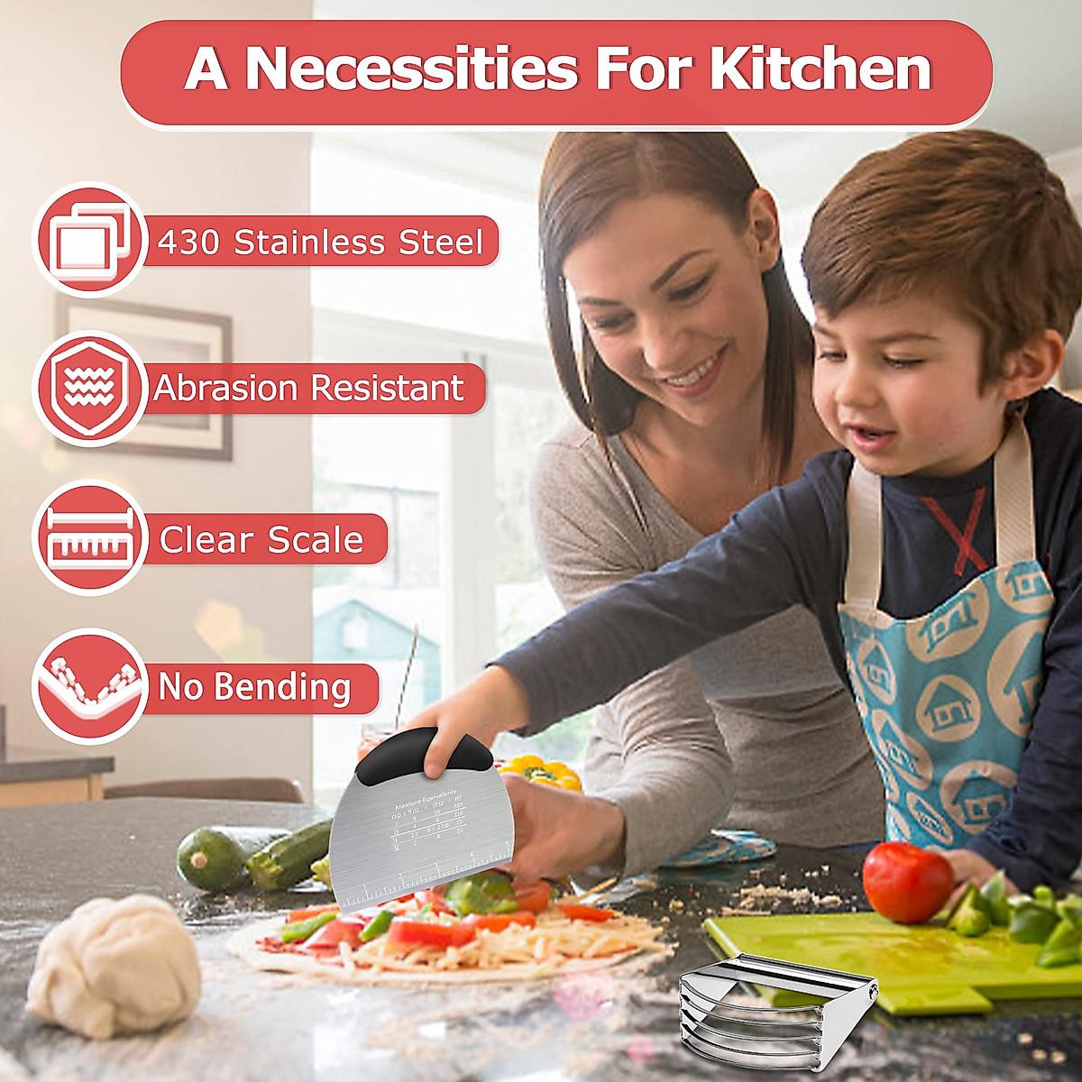 Pastry Cutter Dough Scraper Dough Cutter Scraper Tool Kitchen Pastry Blender,Stainless Steel Pastry Cutters Heavy Duty Dough Cutter for Kitchen Baking Tools,Comfortable and Dishwasher Safe (Black)