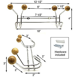 EVIDECO 963798 Wall Mounted 6-Hook Coat and Hat Rail