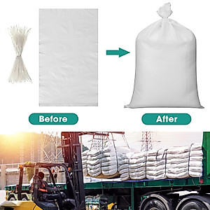 Windyun 200 Pcs White Empty Sandbags with Ties 18 x 30 Inch White Woven Polypropylene Sandbags Bulk, Heavy Duty Sandbags Flood Water Barrier for Hurricane Flooding, Construction