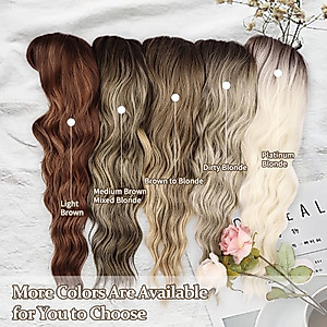 NAYOO Long Auburn Wigs with Bangs for Women Curly Wavy Hair Wigs Heat Resistant Synthetic Fiber Wigs for Daily Party Use 26 Inches (Ombre Auburn)