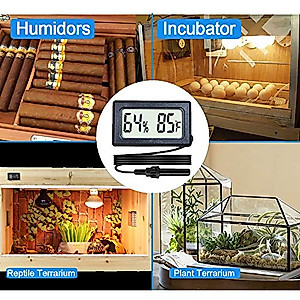2-Pack Mini Digital Hygrometer Thermometer Gauge with Probe LCD Display Temperature Fahrenheit Humidity Meter for Incubator Reptile Plant Terrarium Humidor Guitar Case