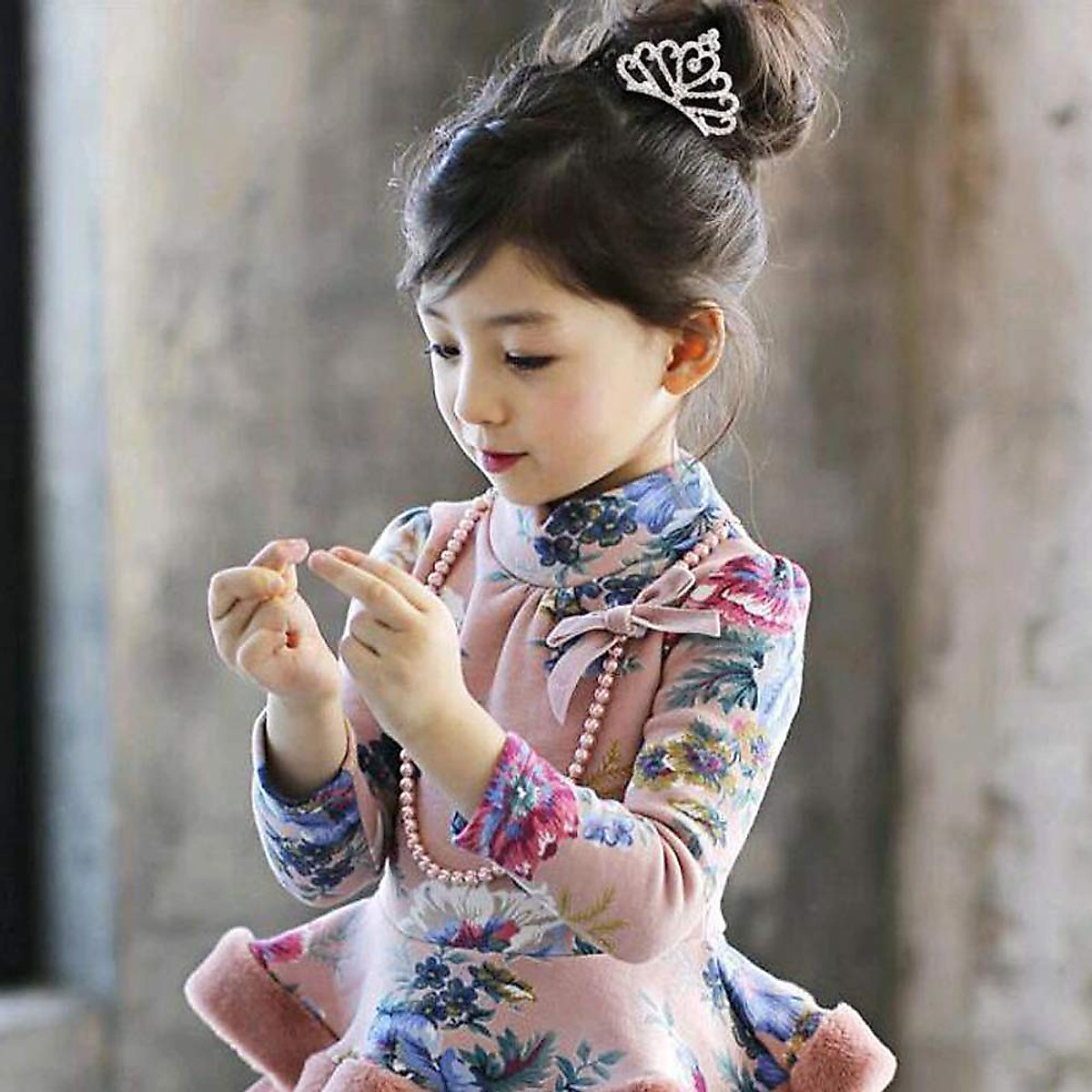 Honbay Princess Tiara Comb, Flower Girls Crystal Rhinestone Crown Hair Comb Hair Accessories