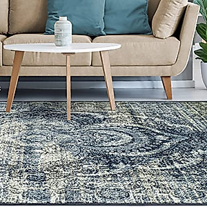 SUPERIOR Salford Moroccan Pattern Indoor 8' x 10' Area Rug for Living - Dining Room, Bedroom, Kitchen, Under Table, Elegant, Soft Durable Rugs for Home and Office, On Tile & Carpet, Taupe