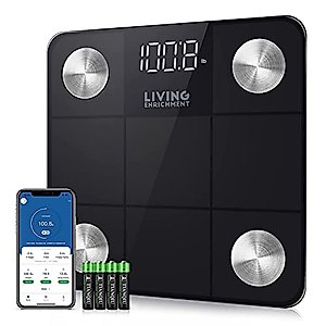 Bluetooth Scale for Body Weight, Living Enrichment Smart Body Fat Weight BMI Bathroom Scales for Body Weight and Fat, High Accuracy Sensor, Body Composition Scales Monitor with Smartphone App, 400 lbs