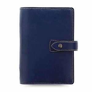 Filofax Malden Personal Navy Leather Organizer Agenda Calendar Bundle with DiLoro Ballpoint Pen (Navy 2022 with Pen, Personal Paper Size 6.73'' x 3.74''), 028614-22-DLP