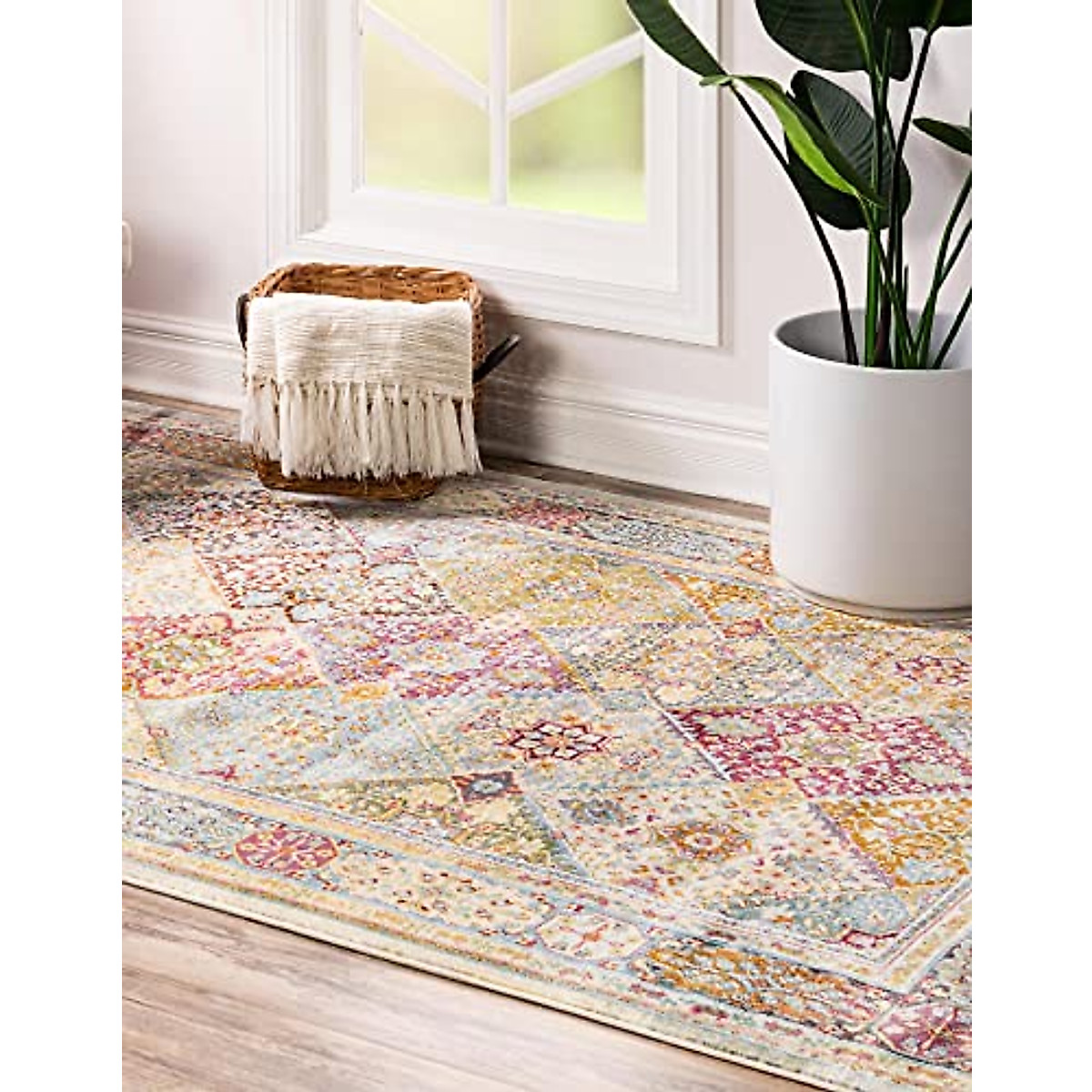 Unique Loom Baracoa Collection Area Rug - Marta (10' x 13' 1" Rectangle, Multi/ Burgundy)