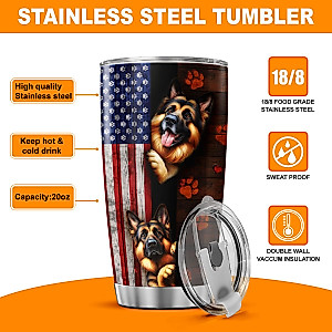 Best Handle, Dog Mom Gifts, Tumbler 20 Oz With Lid And Straw, Dog German Shepherd