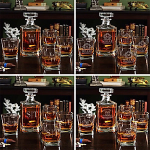 HomeWetBar Monogram Etched Whiskey Glasses, Set of 2 (Personalized Product)