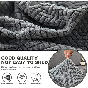 Super 3 Seat Couch Cushion Covers Sectional L Shape Slipcover Elastic Chair Sofa Furniture Protector Cover for Living Room (Length 49-61inch Width 22-35inch, Large Triple Seat Cover) Weave Grey