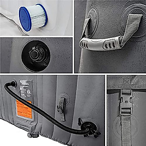 #WEJOY AquaSpa Portable Hot Tub 61X61X26 Inch Air Jet Spa 2-3 Person Inflatable Square Outdoor Heated Hot Tub Spa with 120 Bubble Jets,Grey